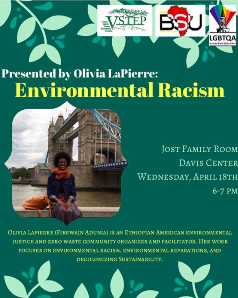 Environmental Racism Presentation at UVM - April 18 - Sustain Champlain
