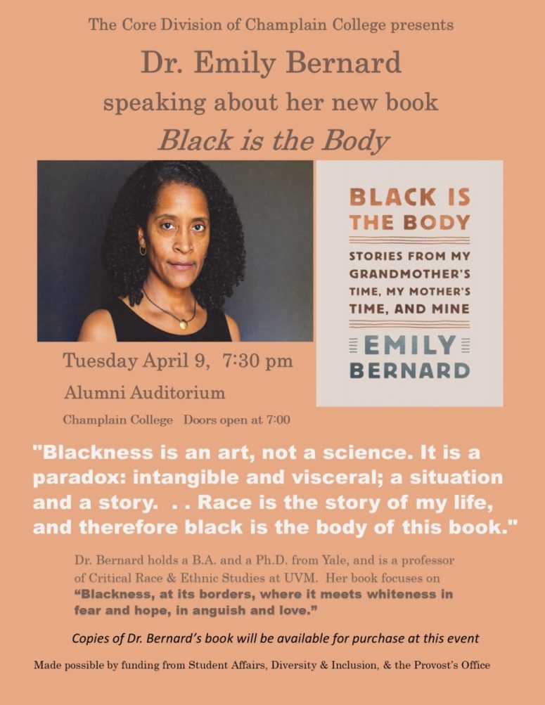 Dr. Emily Bernard speaking at Champlain Tuesday 4/9 7:30 pm - Sustain ...